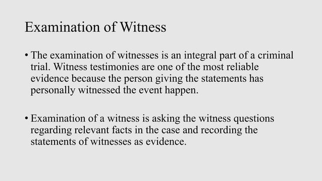 Examination of witness | PPTX | Law