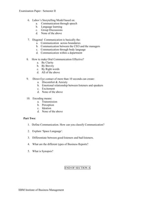 Examination paper business_communication | PDF