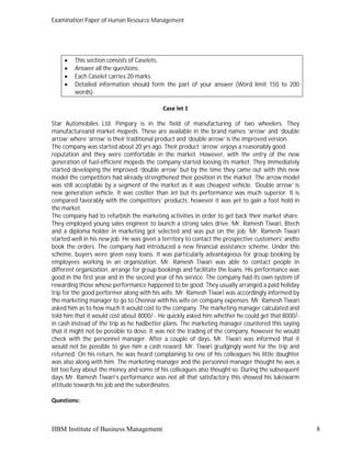 Examination paper human resource development & training and industrial ...