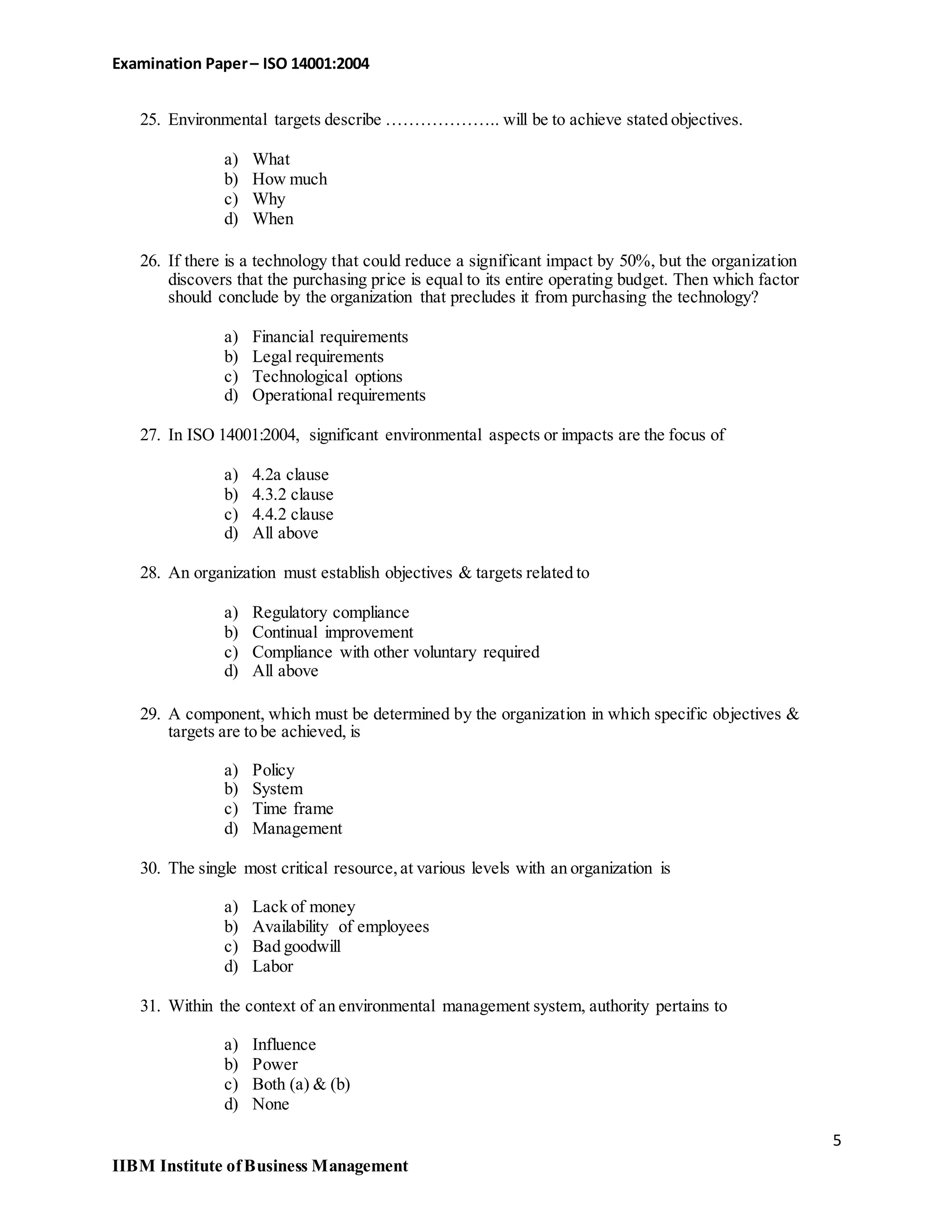 Examination paper of_iso_14001 | DOCX