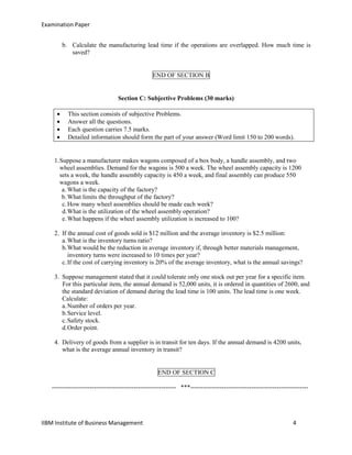 Examination paper of materials management | PDF