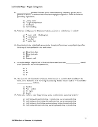 Examination paper of project management certification | PDF