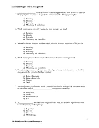 Examination paper of project management certification | PDF | Business ...