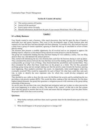 Examination papers of project management and project managment in it | PDF