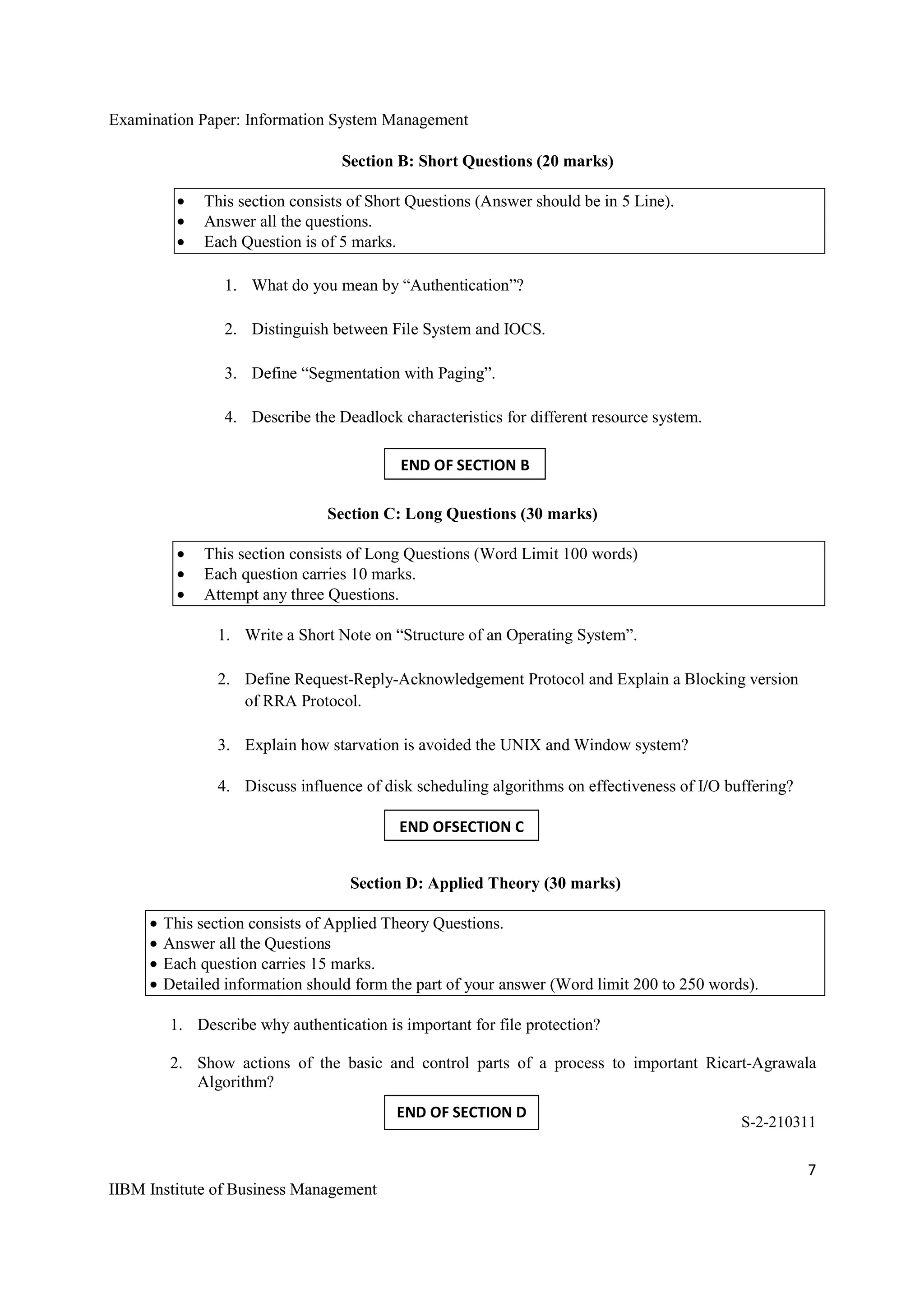 Examination paper system maagement operating systems | PDF
