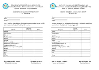 examination permit.docx southern Palawan | PPT