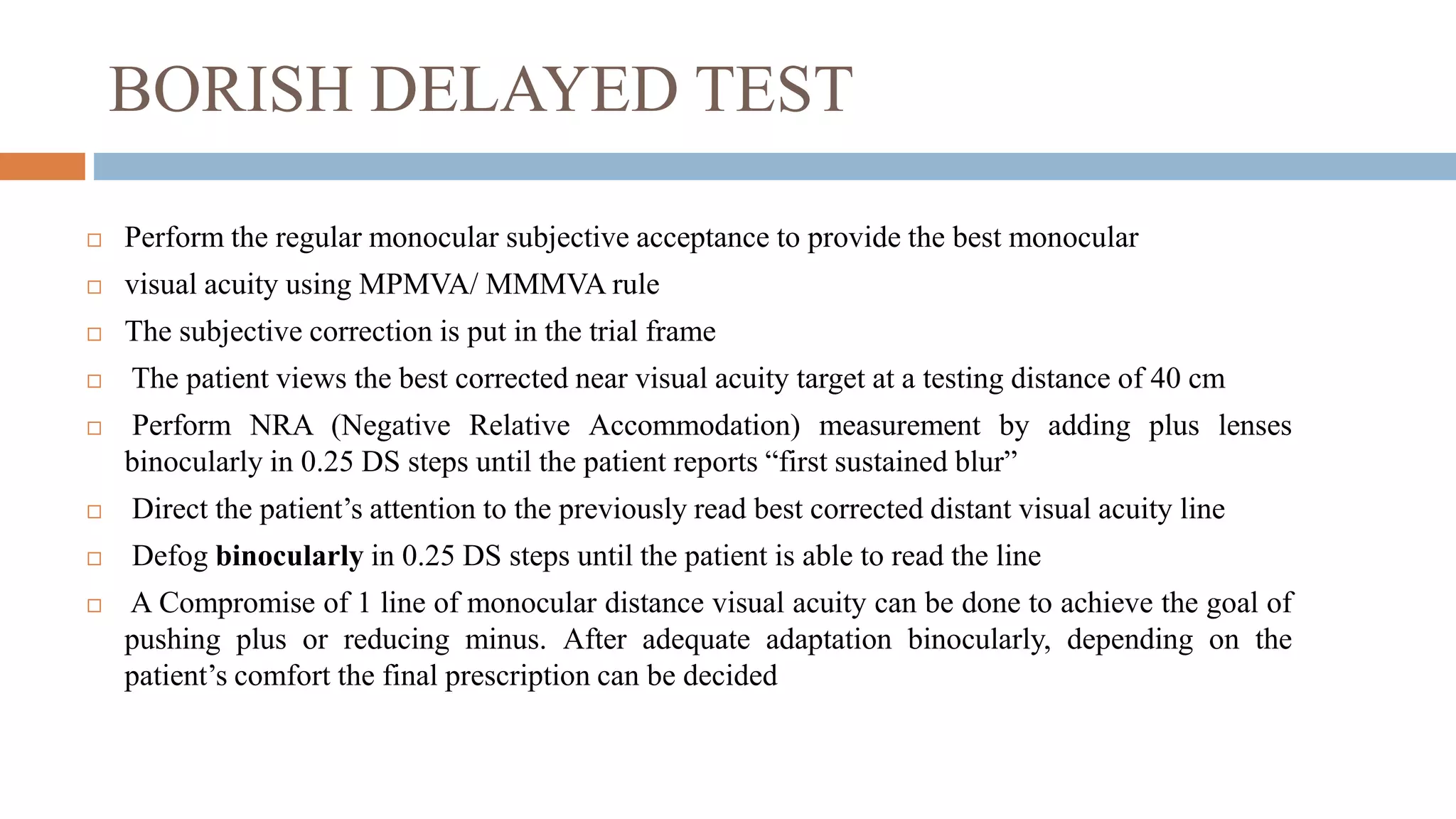 Examination protocol for binocular vision | PDF