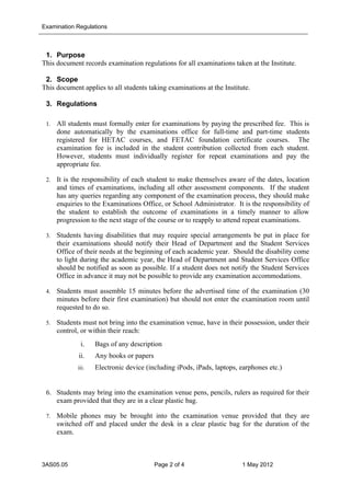 Get to Know your Exam Regulations | DOC | Educational Assessment ...