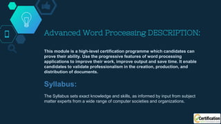 Examination Tips For ECDL ECDL-ADVANCED Exam | PPT