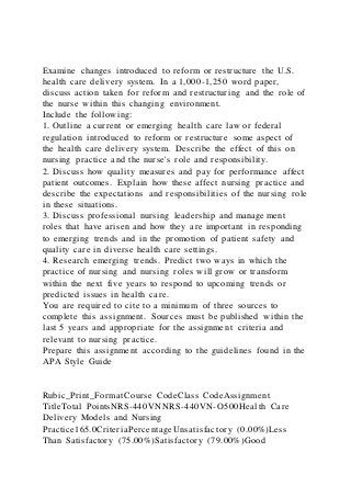 Examine changes introduced to reform or restructure the U.S. healt | PDF