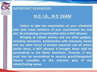 Examinee's Guide in Taking CSE-PPT (Ballpen-based) | PPTX