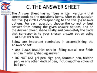 Examinee's Guide in Taking CSE-PPT (Ballpen-based) | PPTX