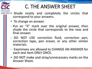 Examinee's Guide in Taking CSE-PPT (Ballpen-based) | PPTX