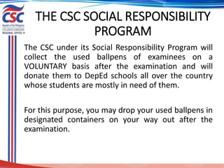 Examinee's Guide in Taking CSE-PPT (Ballpen-based) | PPTX