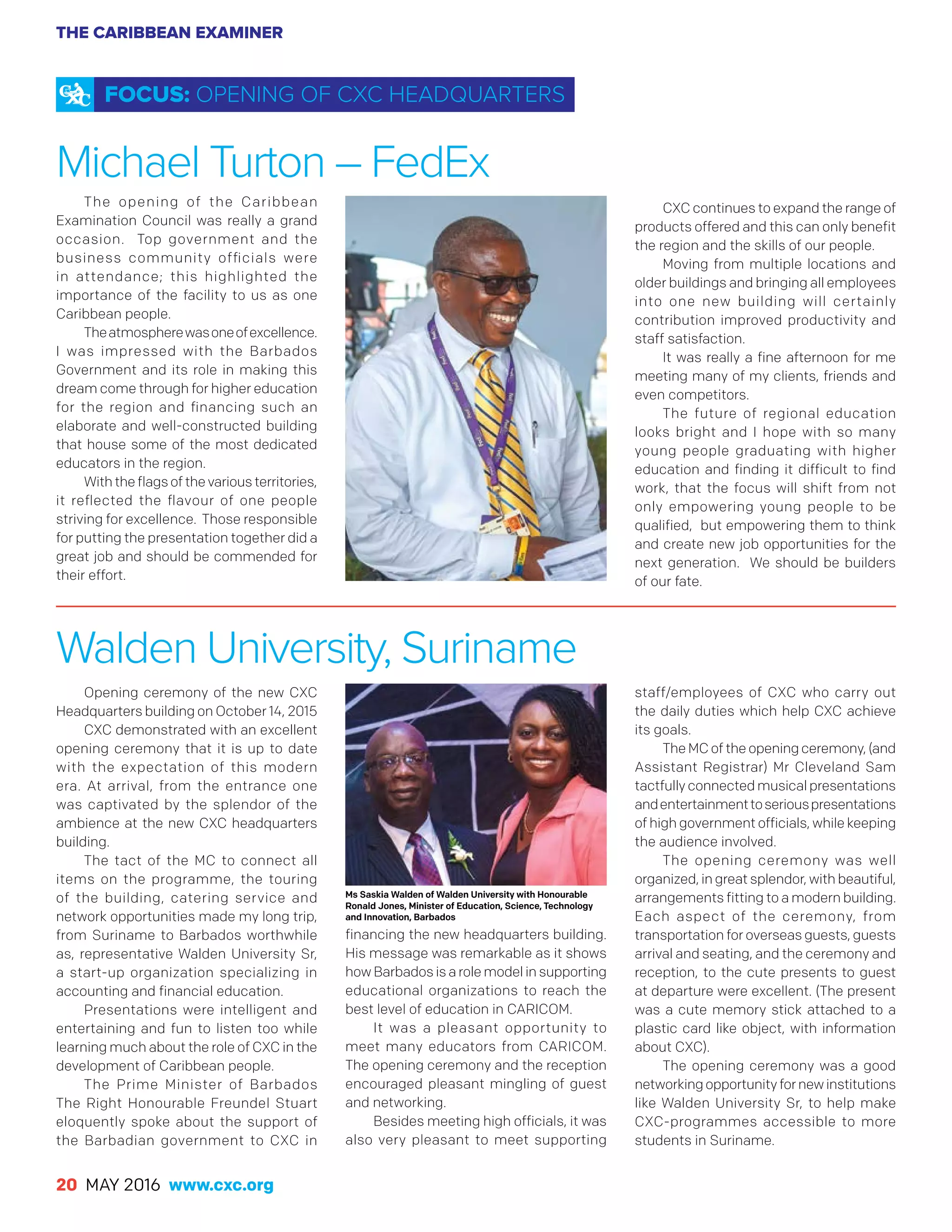 The Caribbean Examiner - New CXC Headquarters - Not Just A Building | PDF
