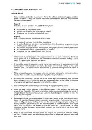 o level mathematics examiner guide | PDF