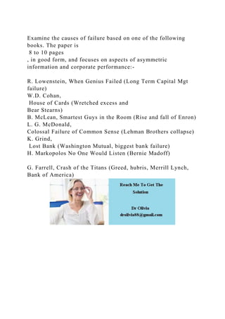 Examine the causes of failure based on one of the following books. T.docx