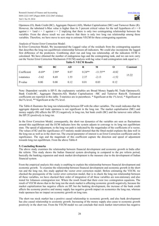 Examine the long run relationship between financial development and ...
