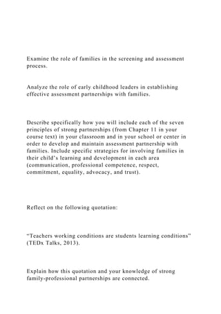 Examine the role of families in the screening and assessment p.docx