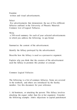 Examine written and visual advertisements.Select five advert | PDF