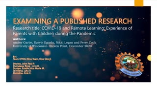 EXAMINING A PUBLISHED RESEARC chmsu talisay | PPT