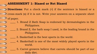 English 8: Quarter 3, Lesson 1 Examining Author's Bias.pptx