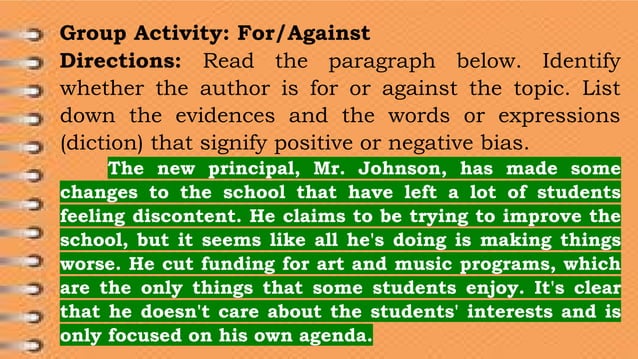 English 8: Quarter 3, Lesson 1 Examining Author's Bias.pptx