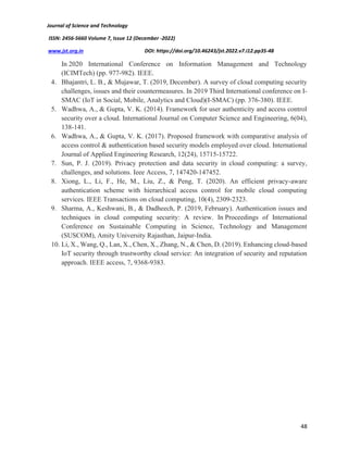 Examining Cloud Computing's Data Security Problems and Solutions: Authentication and Access ...