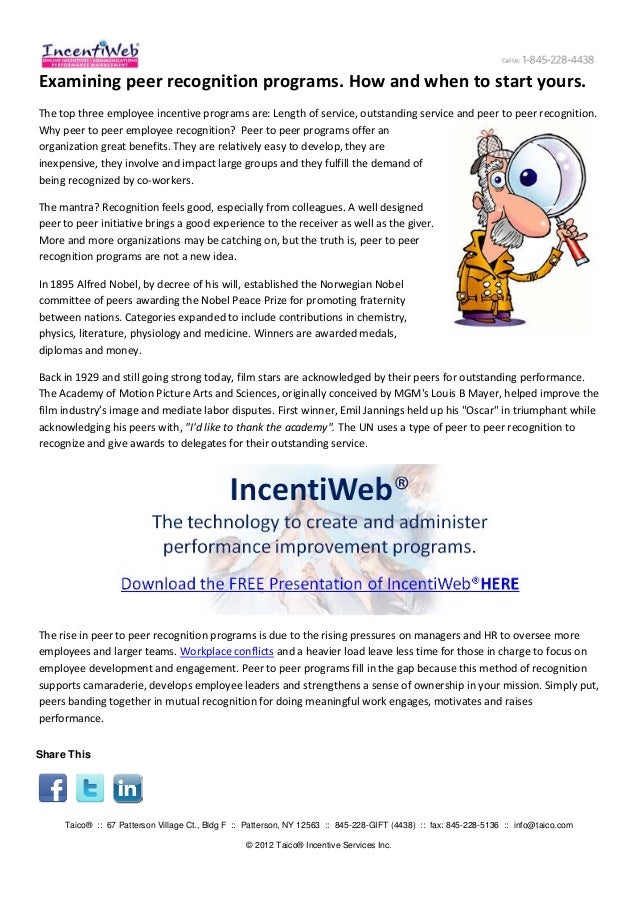 Examining peer recognition programs. How and when to start yours.