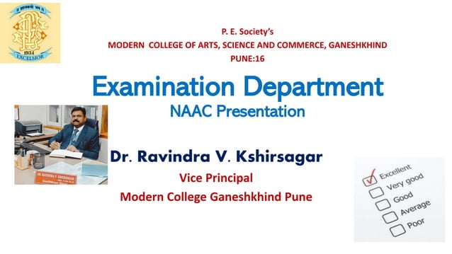 Dr.Kshirsagar Ravindra Exam NAAC PPT.pdf | Educational Assessment | Education