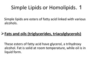 Lipids definition and classification with examples | PPT