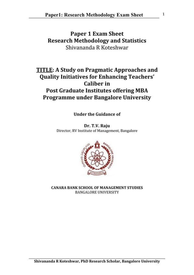 Paper 1 Phd Course Work- Research Methodology Exam | PDF | Science