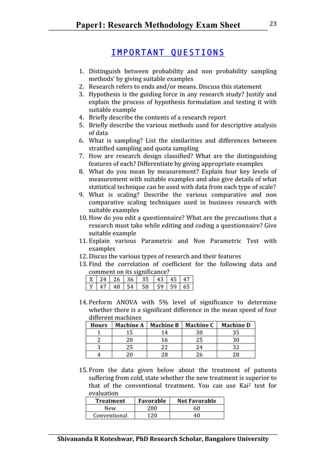 Paper 1 Phd Course Work- Research Methodology Exam | PDF | Science