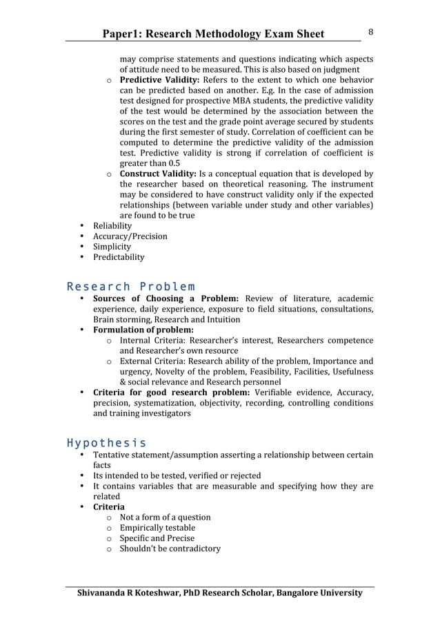 Paper 1 Phd Course Work- Research Methodology Exam | PDF