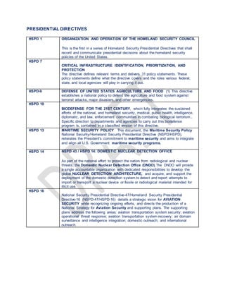 EXAM NOTES for Certificate in Homeland Security CHS-I | DOCX