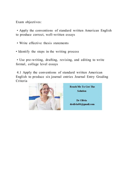 Exam objectives • Apply the conventions of standard written Ame | DOCX