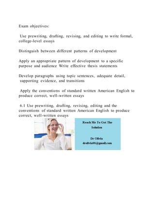 Exam objectives Use prewriting, drafting, revising, and editing | PDF