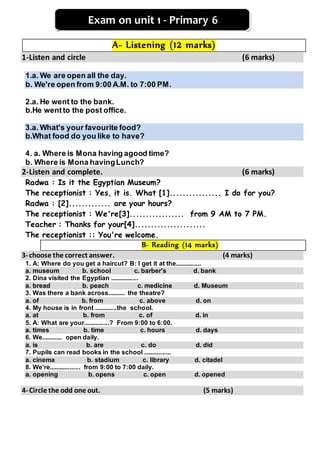 Exam on unit 1.prim 6.2017