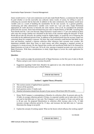 Exam paper financial_management | PDF