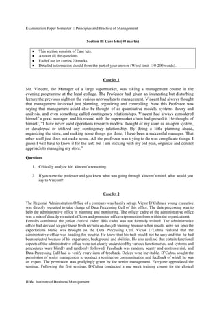 Exam paper principles & practices of management | PDF