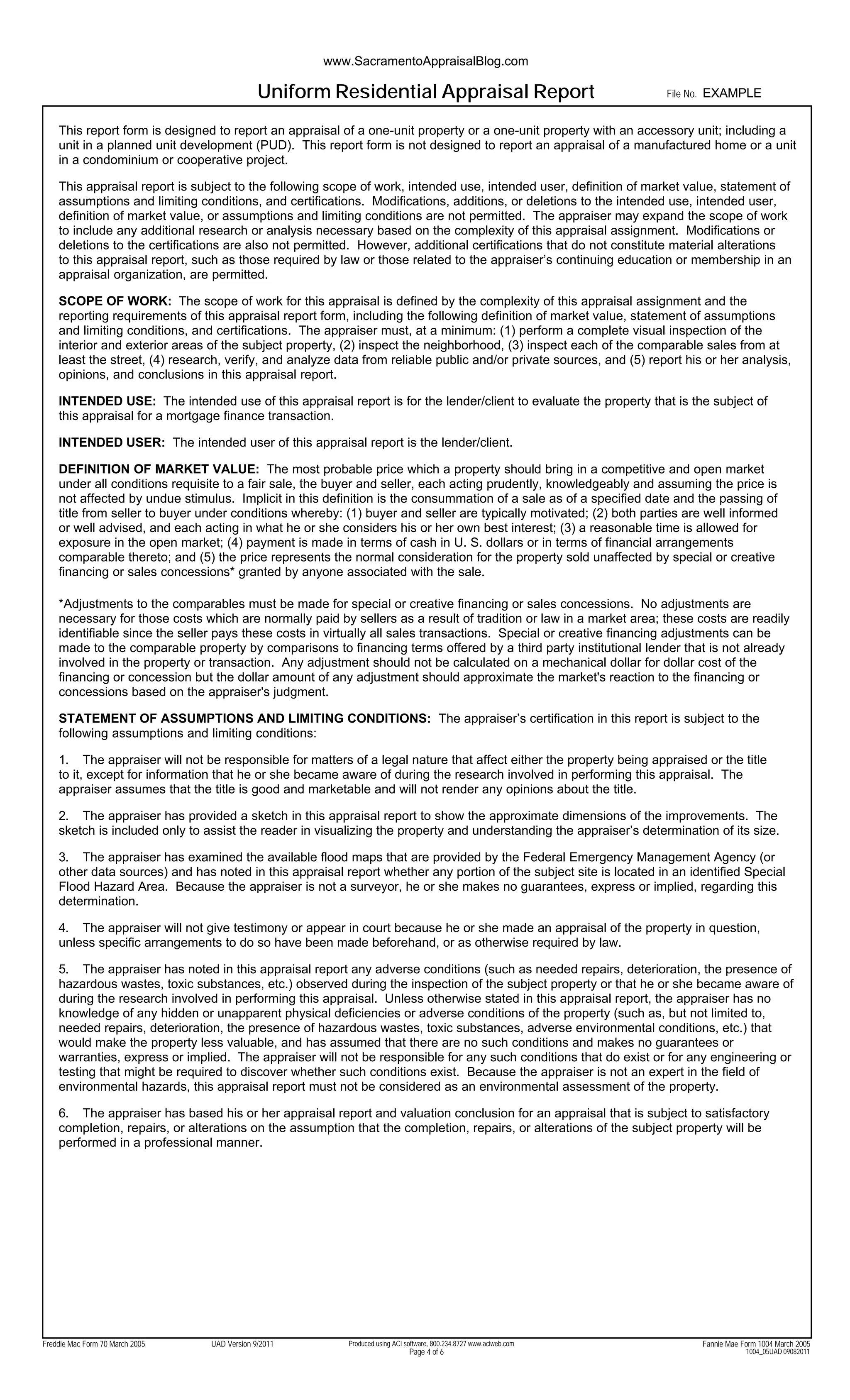 Example Appraisal Report (important things to look for) | PDF
