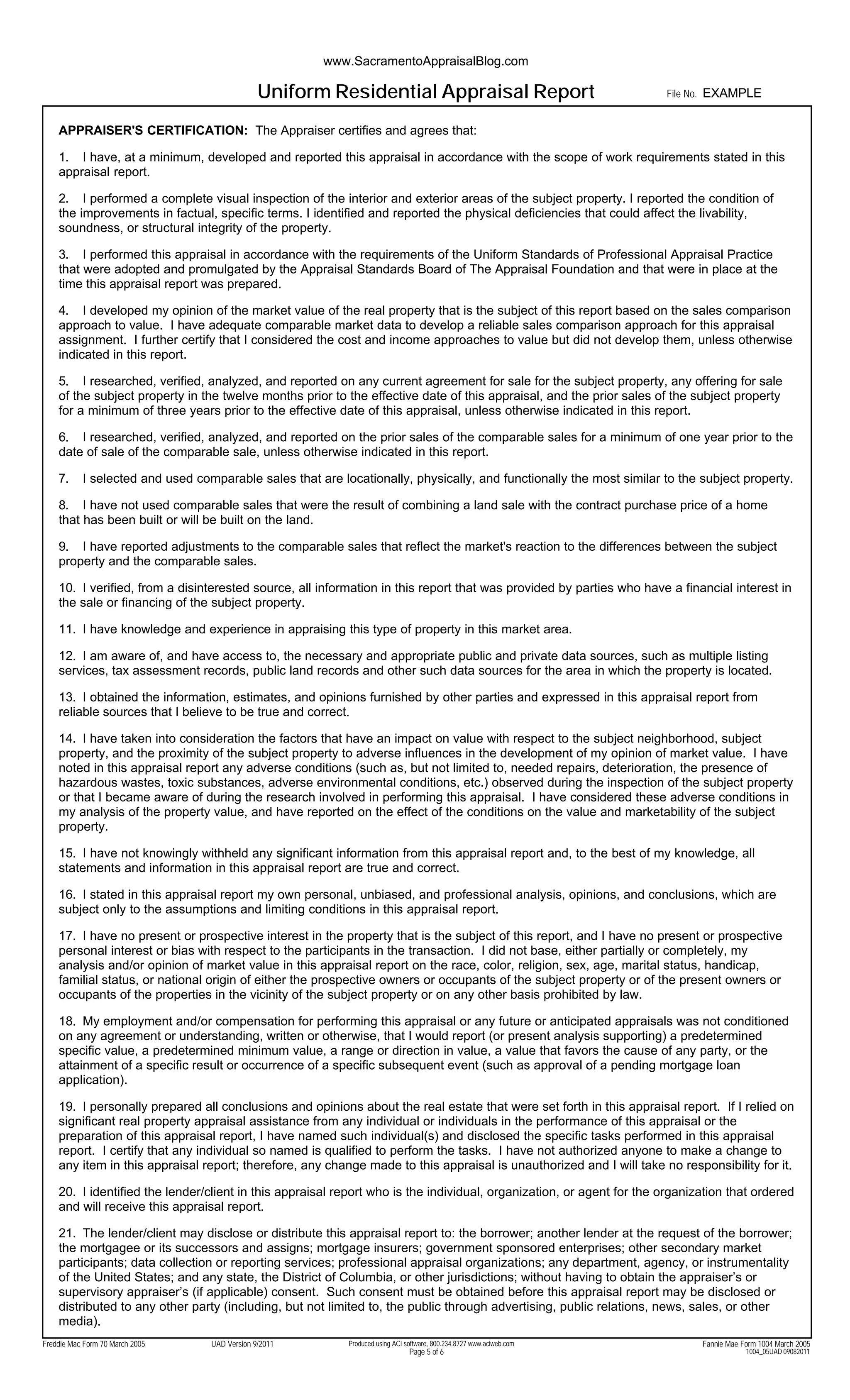 Example Appraisal Report (important things to look for) | PDF