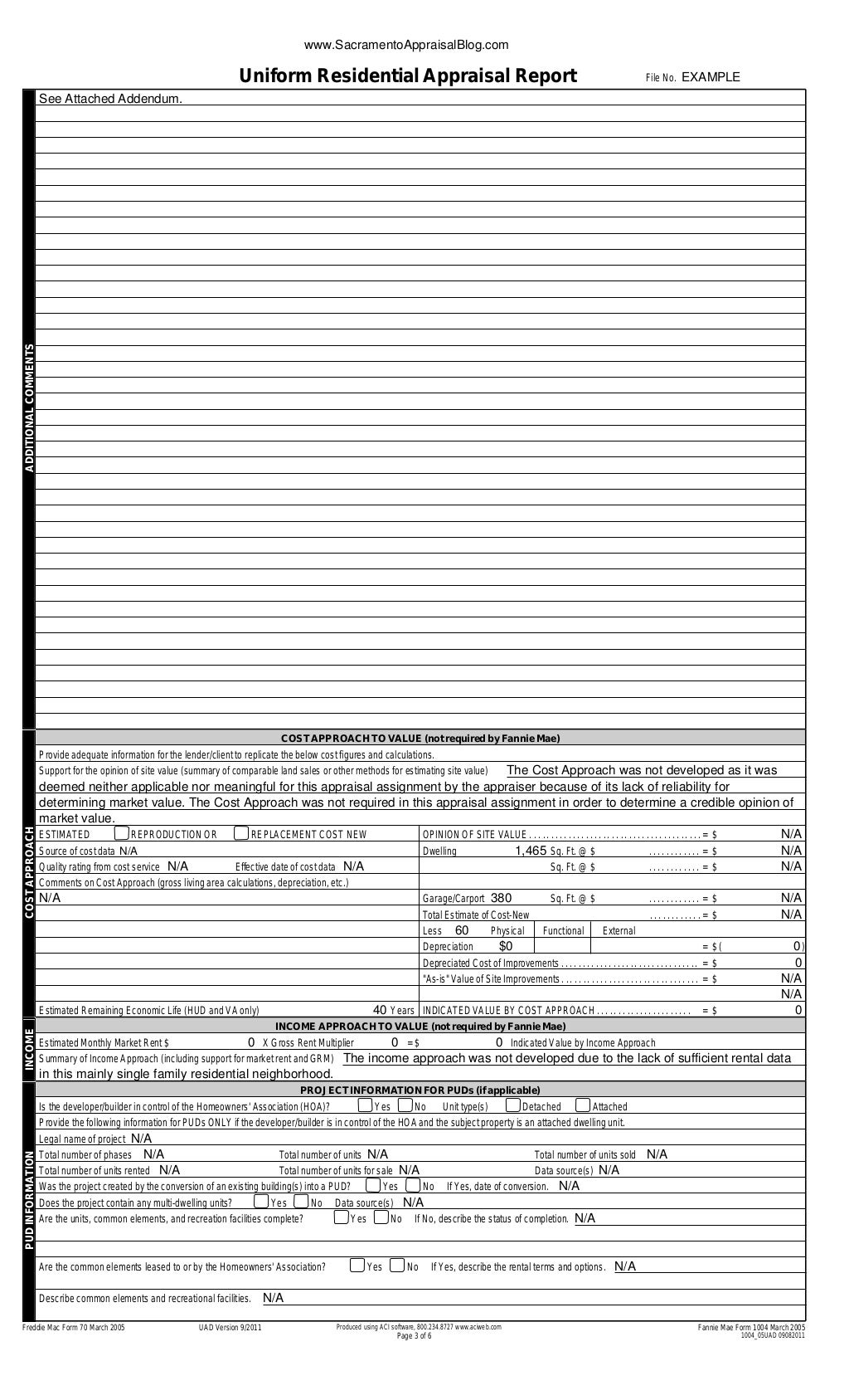 Example Appraisal Report (important things to look for)