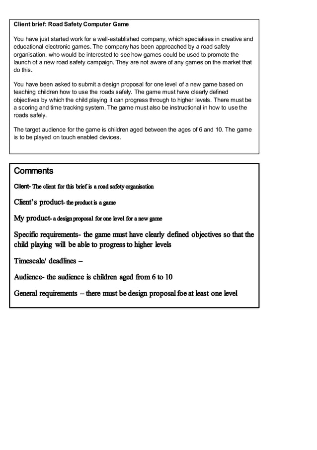 Example client briefs | PDF