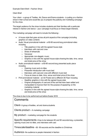 Example client briefs | PDF