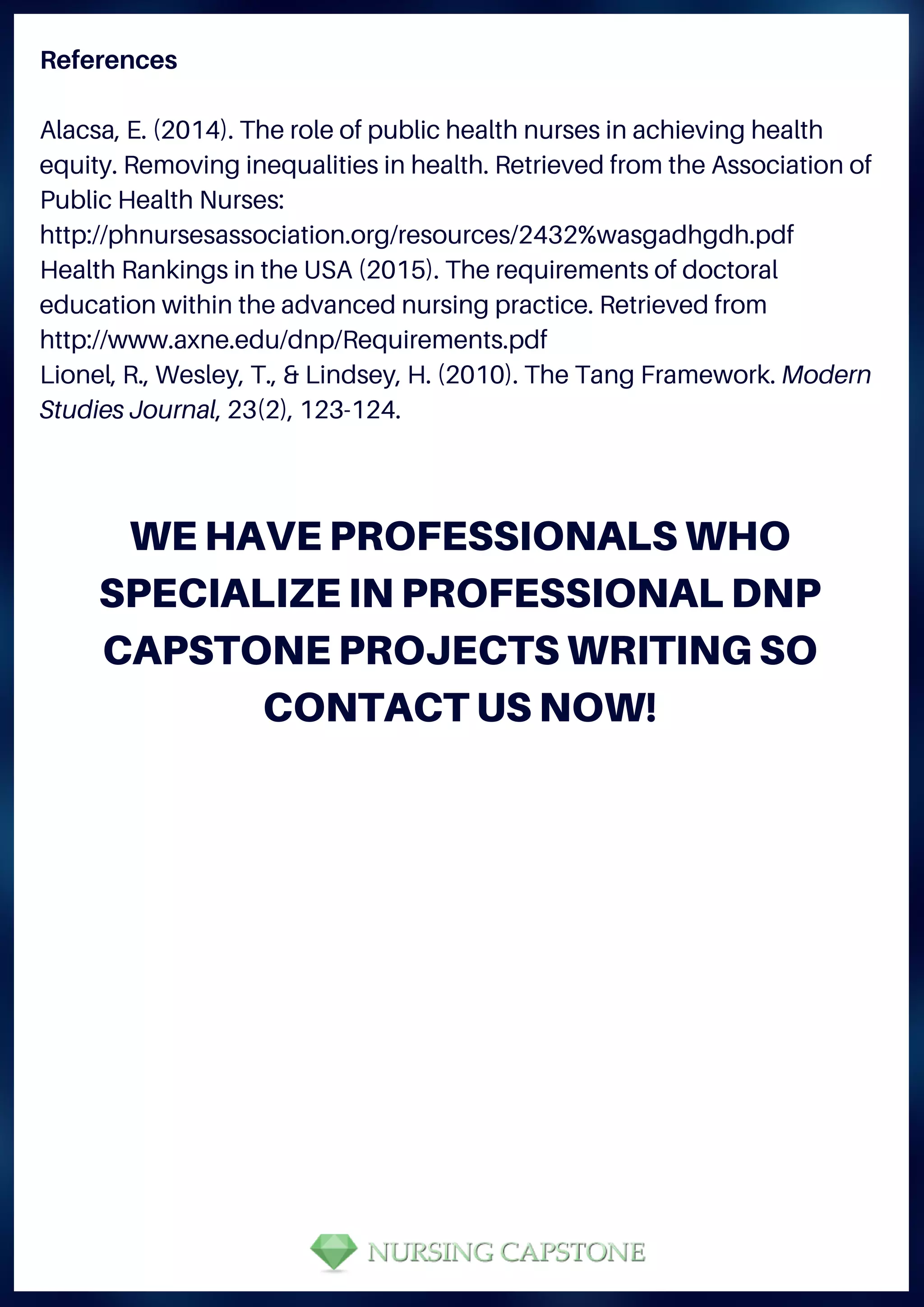 Example Of Dnp Capstone Project Pdf