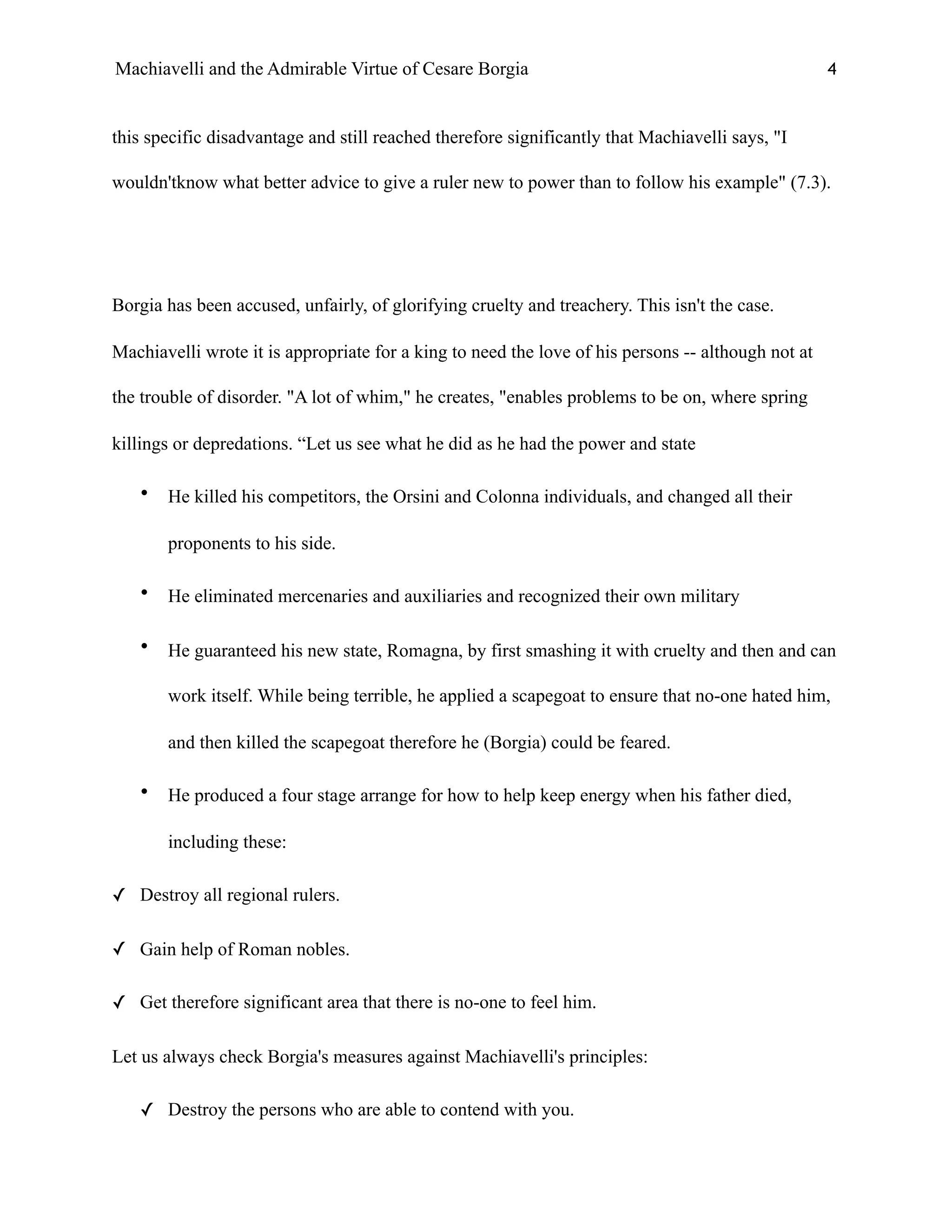 Example of Niccolo Machiavelli Essay on The Prince | PDF