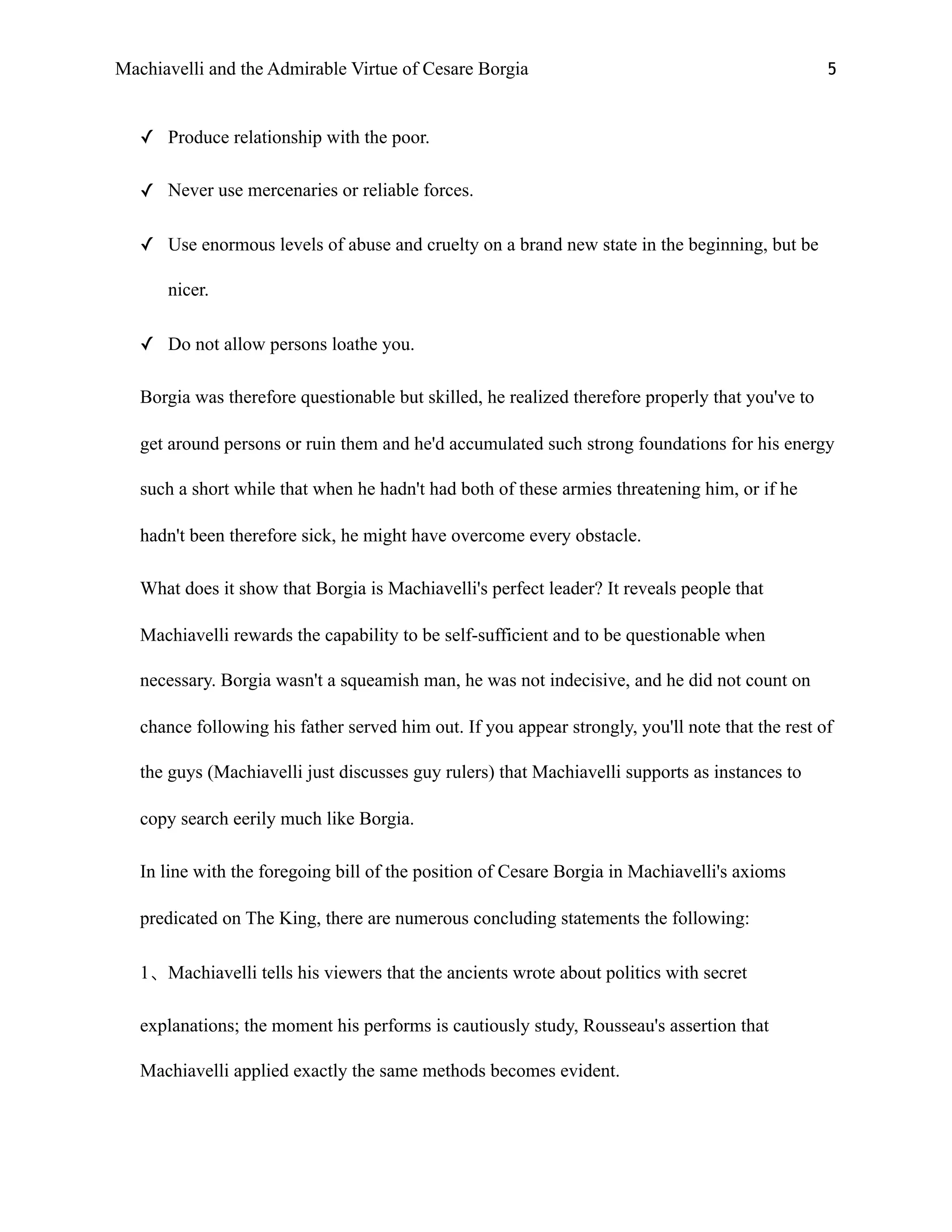 Example of Niccolo Machiavelli Essay on The Prince | PDF