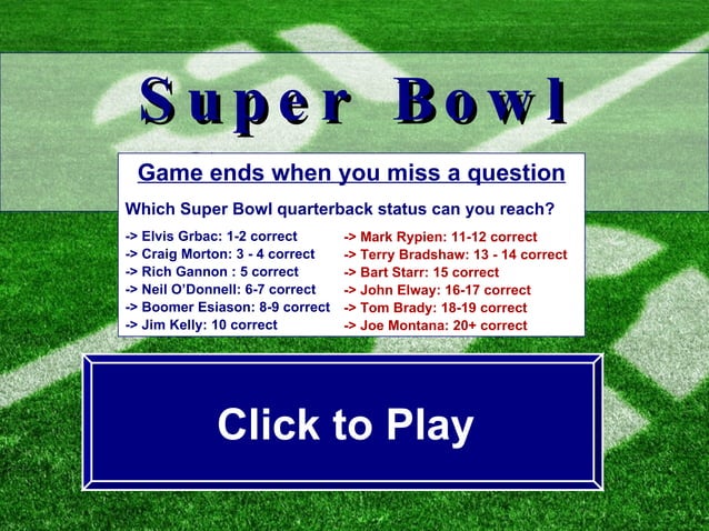 Super Bowl Trivia Game | PPT