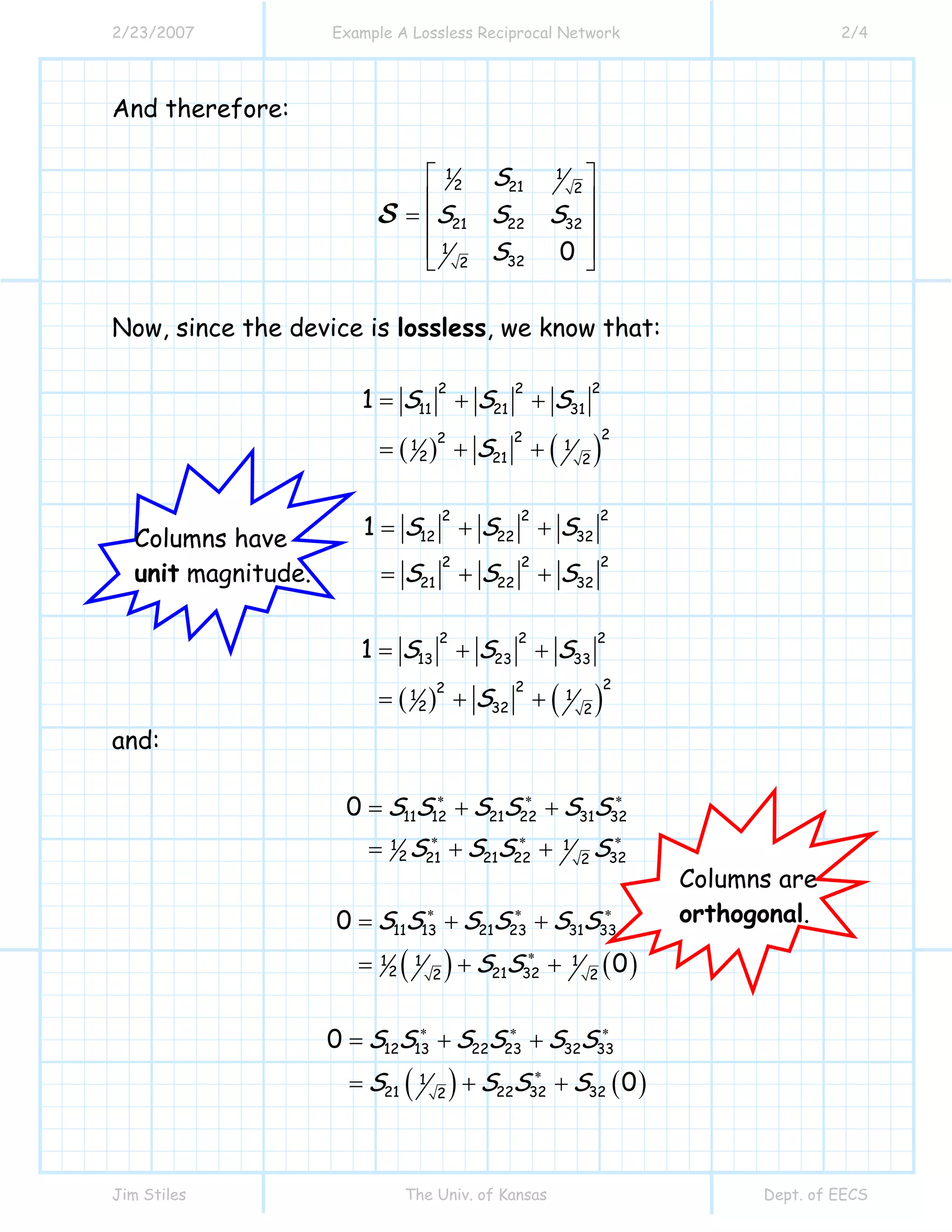 Example A Lossless Reciprocal Network Pdf Physics Science